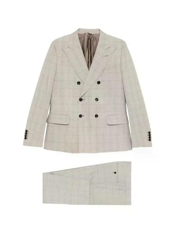 REVERES 1949 Double-breasted Patterned Suit - Neutrals