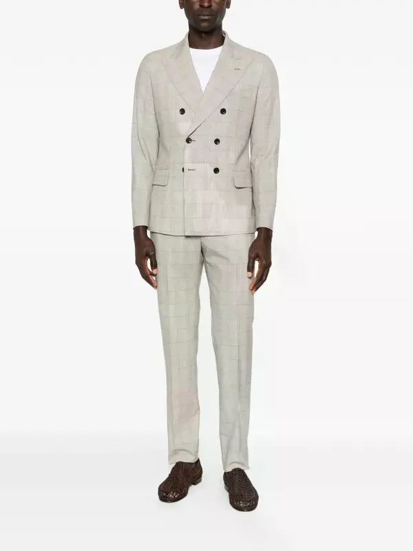 REVERES 1949 Double-breasted Patterned Suit - Neutrals