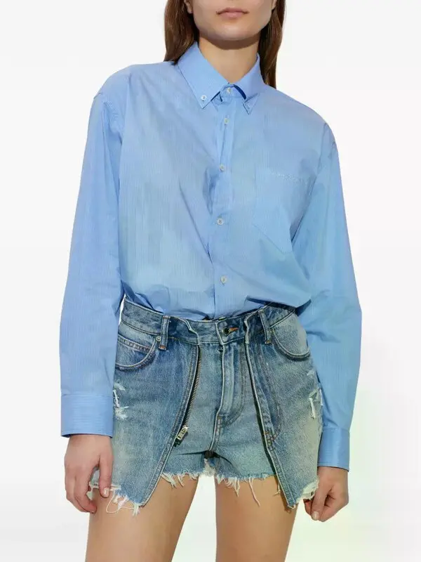 Alexander Wang Zip Detail Distressed Denim Shorts
