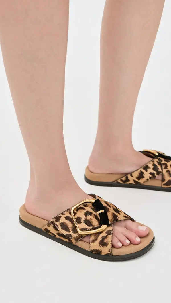 Sam Edelman Darla 2 Leopard Print Haircalf Sandals - Cyprus Tan Multi