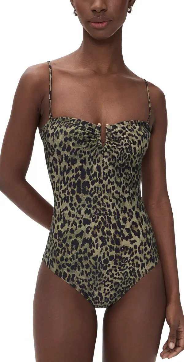 NILI LOTAN One-piece Bathing Suit - Army Green Leopard