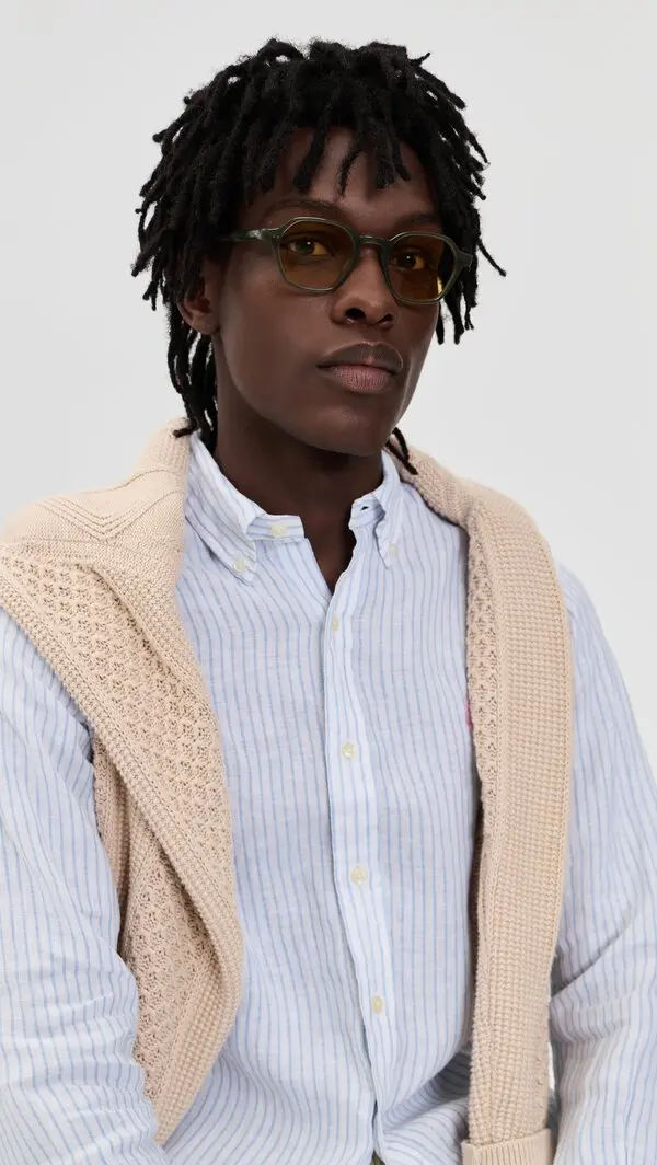 Garrett Leight Temescal Square Frame Sunglasses - Evgrn/sfpmp