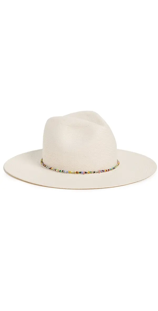 Hat Attack Charlotte Raffia Traveler Hat - White/multi