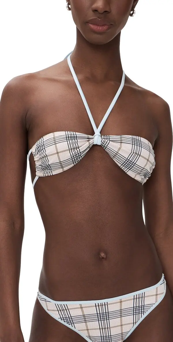 Lioness Bloom Bikini Top - Beige Plaid