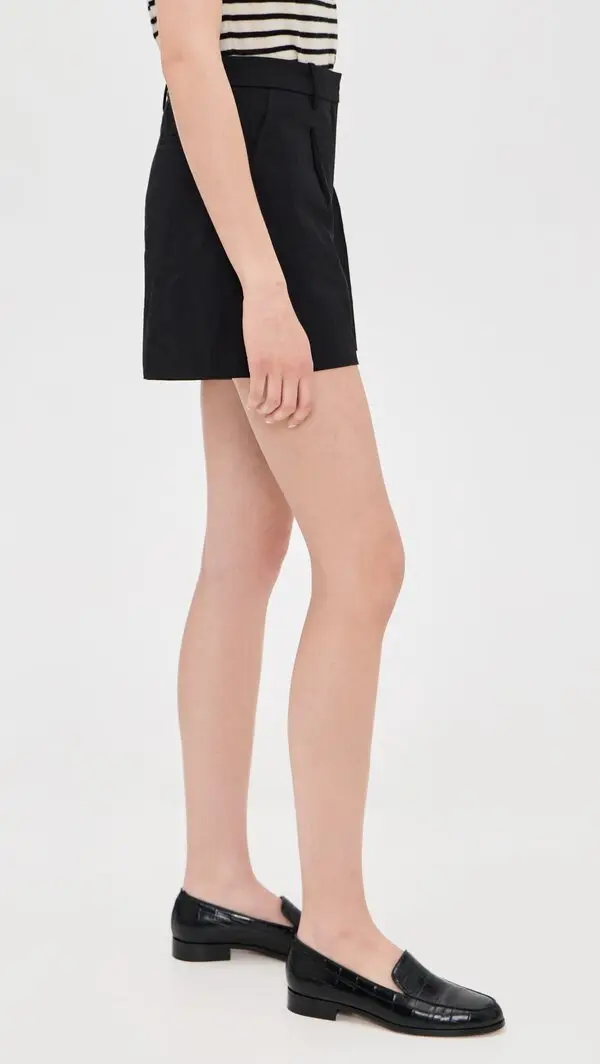Theory Pleated Linen Shorts - Black