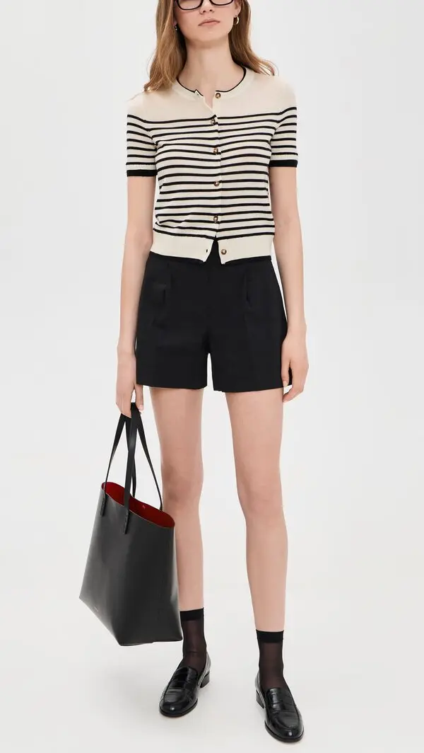 Theory Pleated Linen Shorts - Black