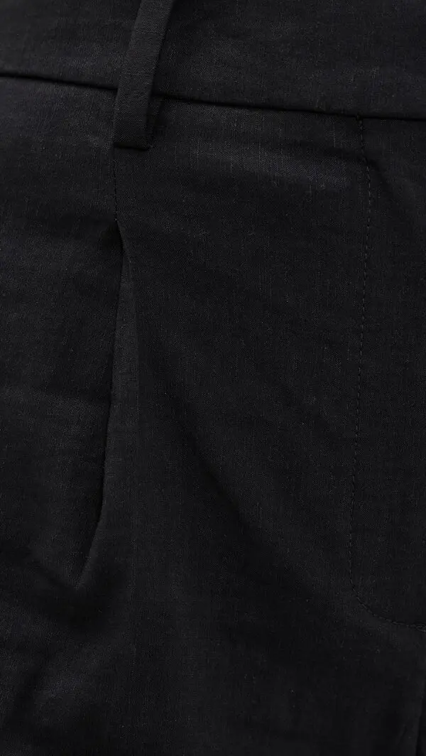 Theory Pleated Linen Shorts - Black