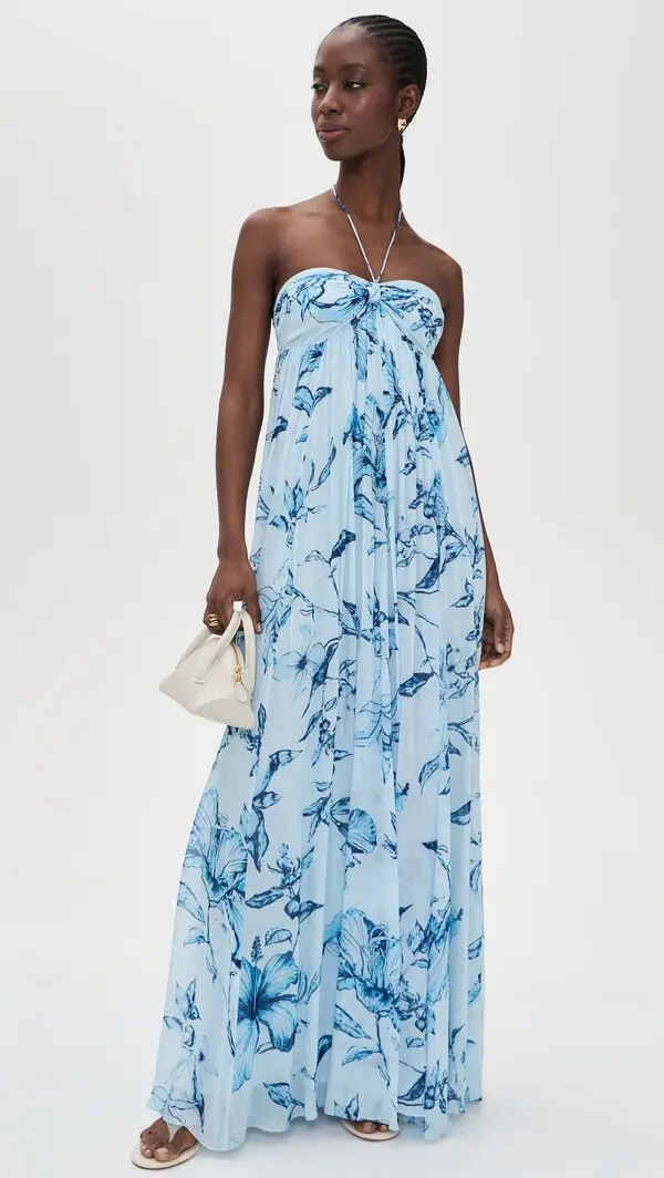 Rococo Sand Strapless Sweetheart Floral Print Maxi Dress