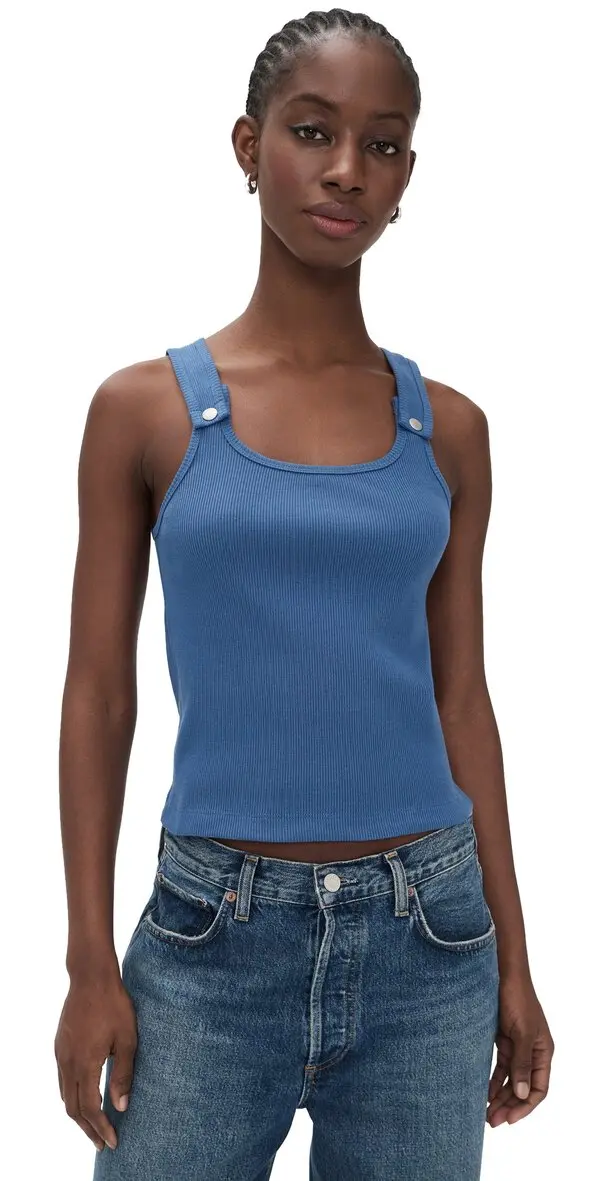 Still Here Snap Tank Top - Blue