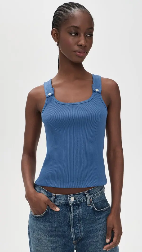 Still Here Snap Tank Top - Blue