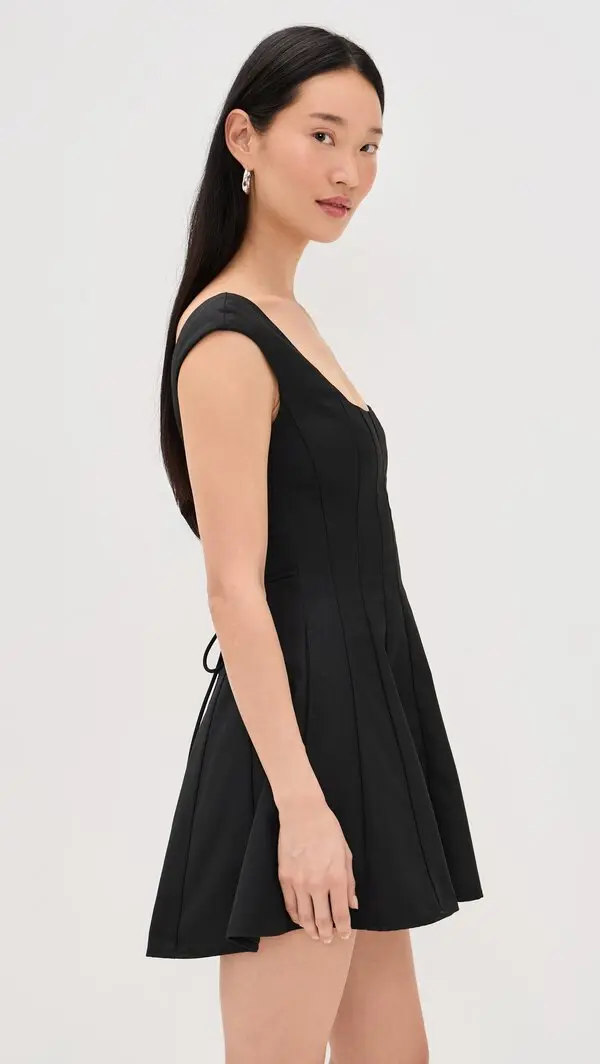 Guizio Leila Twill Mini Dress - Black | Editorialist