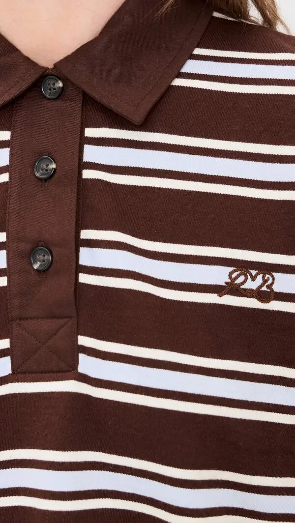 Rag & Bone Striped Long Sleeve Polo Shirt - Brwmt