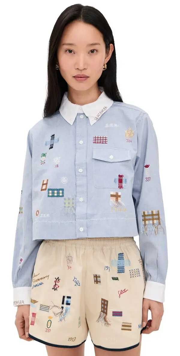 Sea Claira Embroidered Button Down Shirt