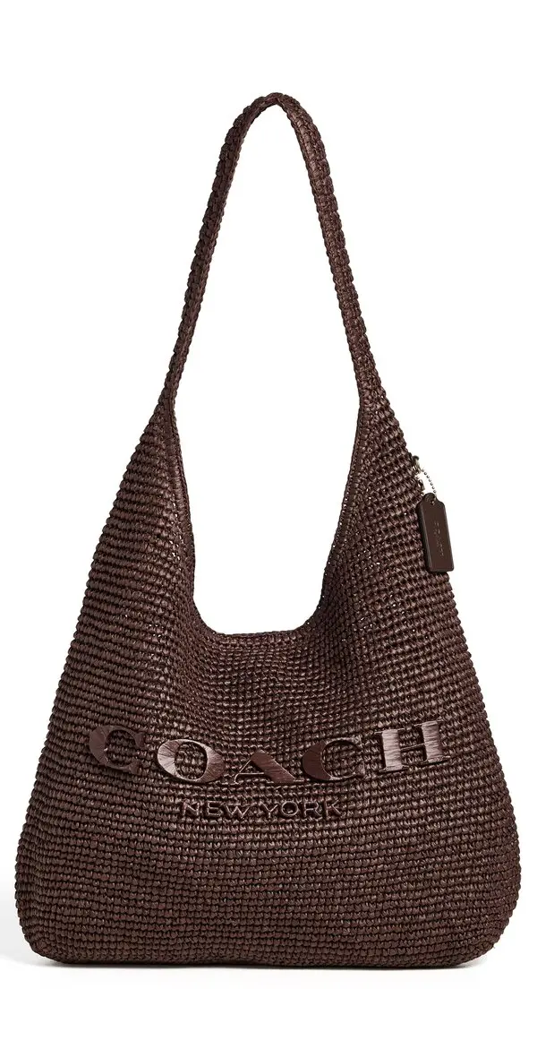 COACH Brooklyn Straw Shoulder Bag - B4/maple