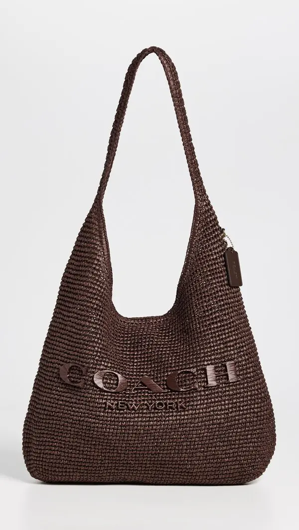 COACH Brooklyn Straw Shoulder Bag - B4/maple