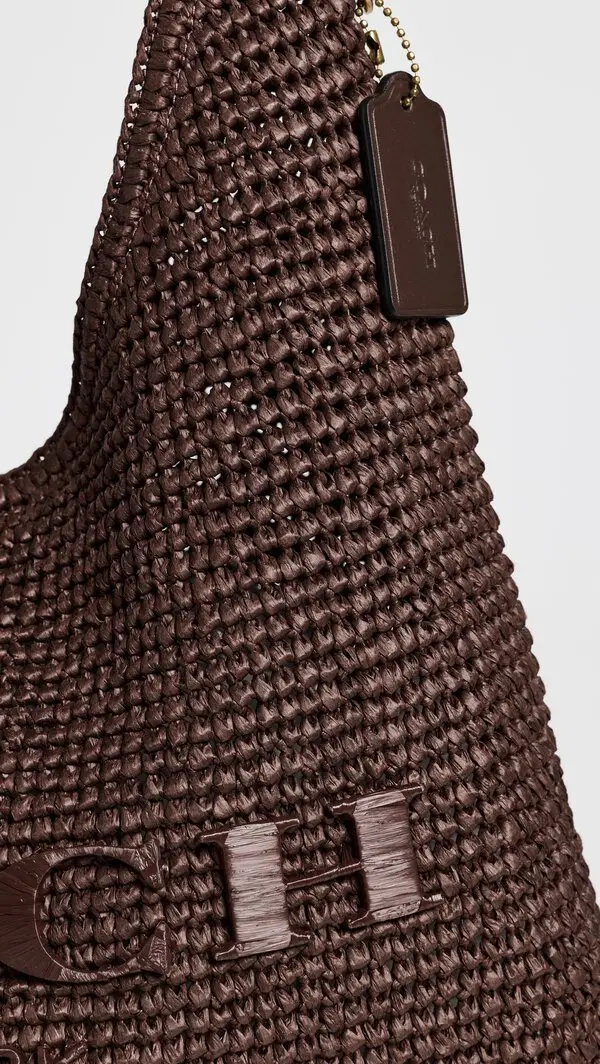 COACH Brooklyn Straw Shoulder Bag - B4/maple