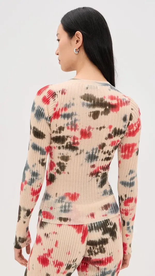 Rodebjer Tie-dye Ribbed Knit Cardigan