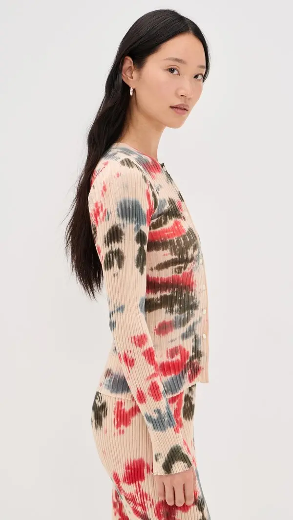 Rodebjer Tie-dye Ribbed Knit Cardigan