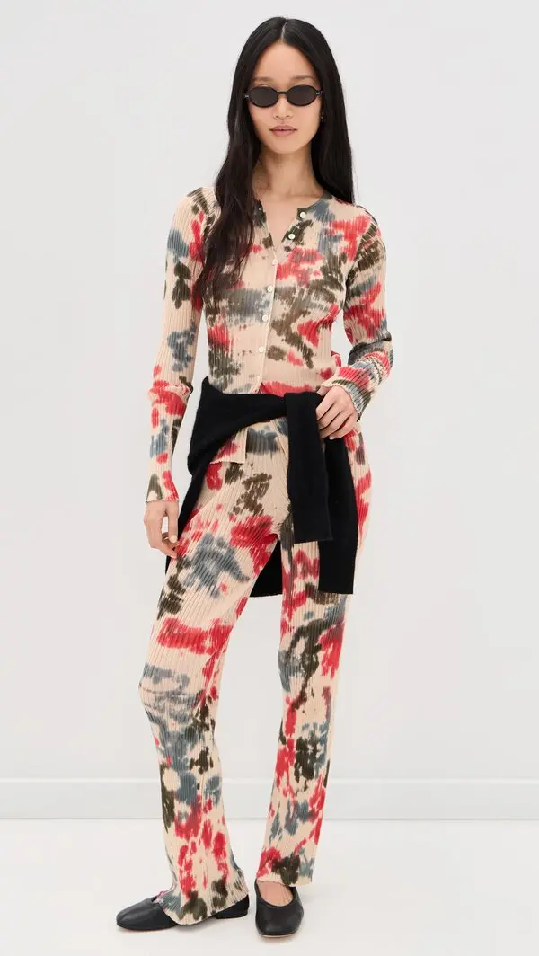Rodebjer Tie-dye Ribbed Knit Cardigan