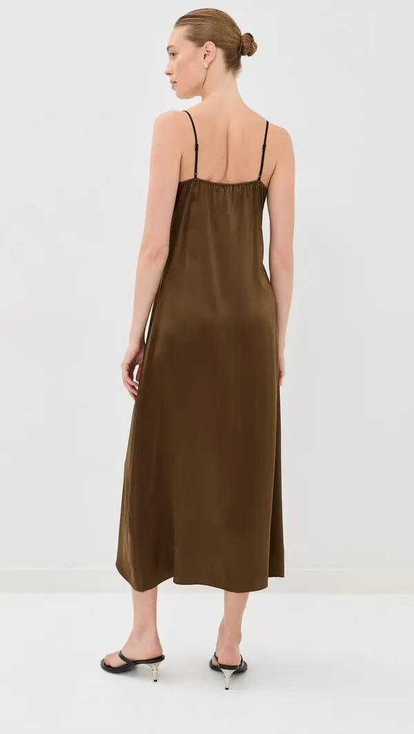 Co Silk Midi Dress With Lace Trim