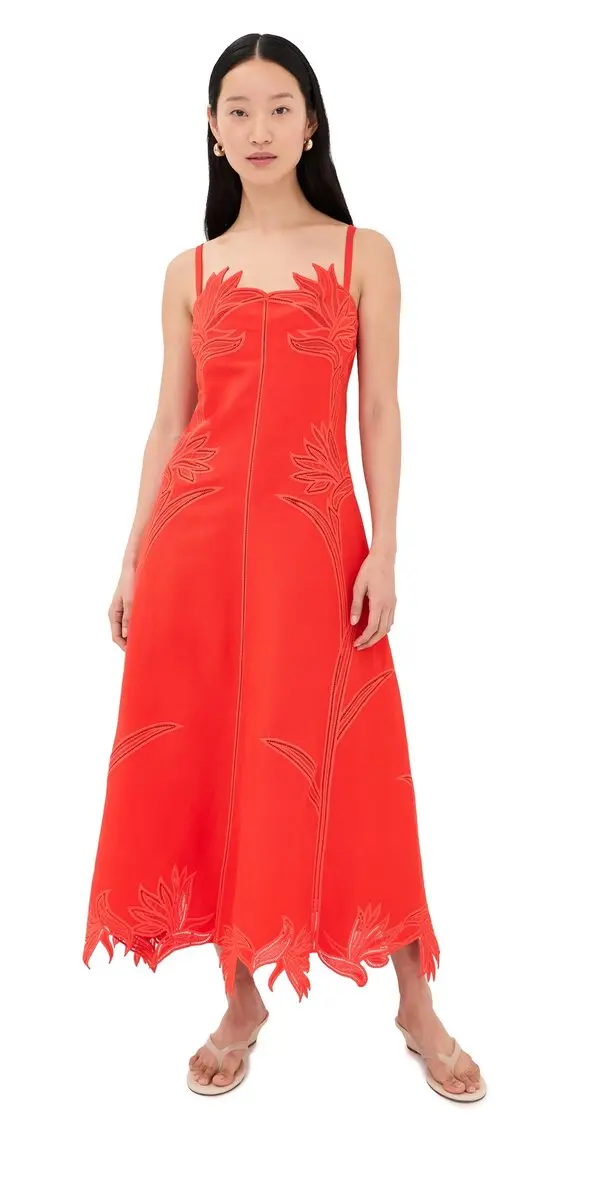 Simkhai Ellery Embroidered Bustier Midi Dress