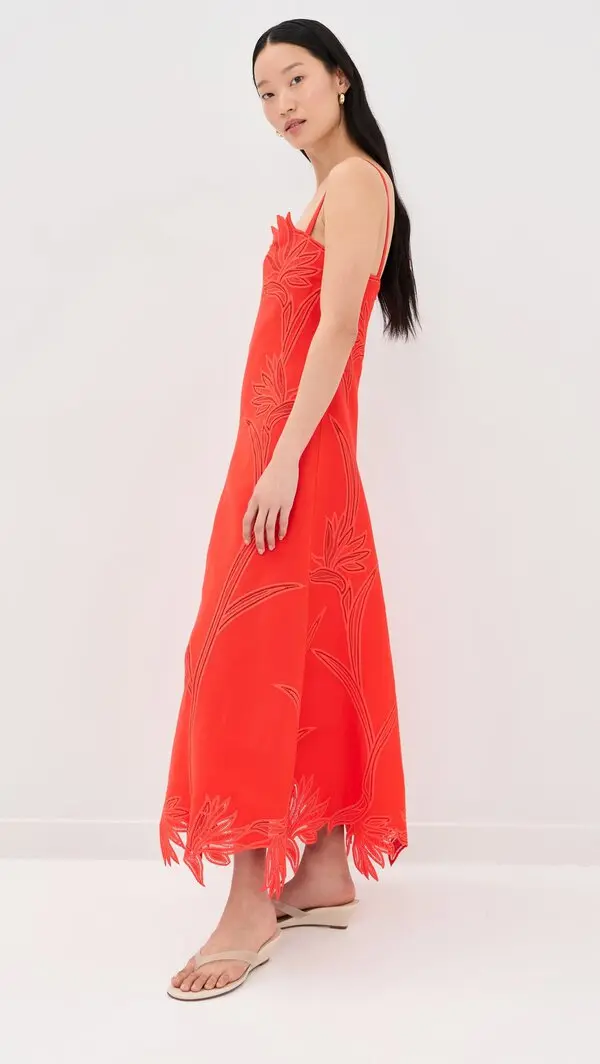 Simkhai Ellery Embroidered Bustier Midi Dress