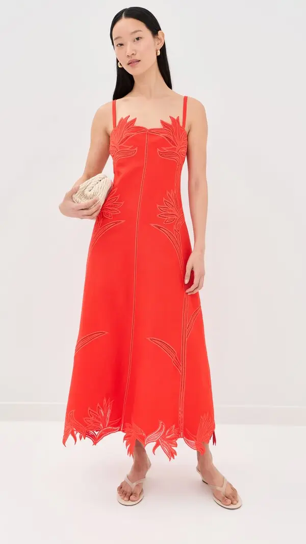 Simkhai Ellery Embroidered Bustier Midi Dress