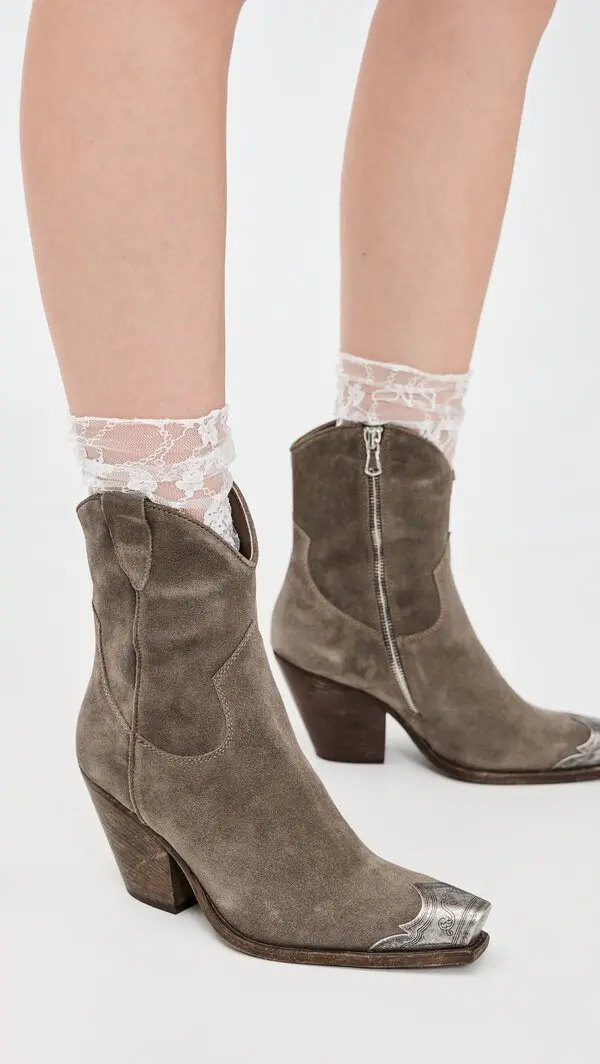 Free People Brayden Western Boots - Taupe Suede