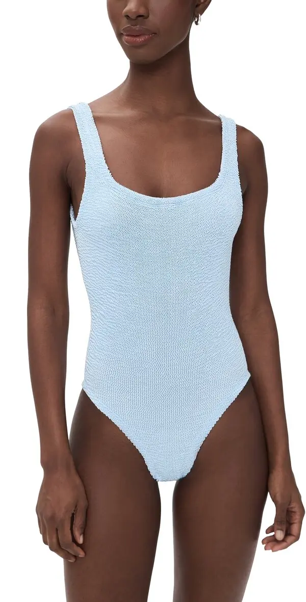 Hunza G Square Neck One Piece Swimsuit - Metallic Ice Blue