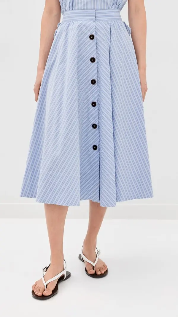 KIKA VARGAS Sheila Striped Poplin Skirt