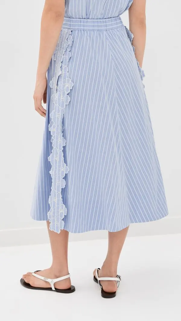 KIKA VARGAS Sheila Striped Poplin Skirt