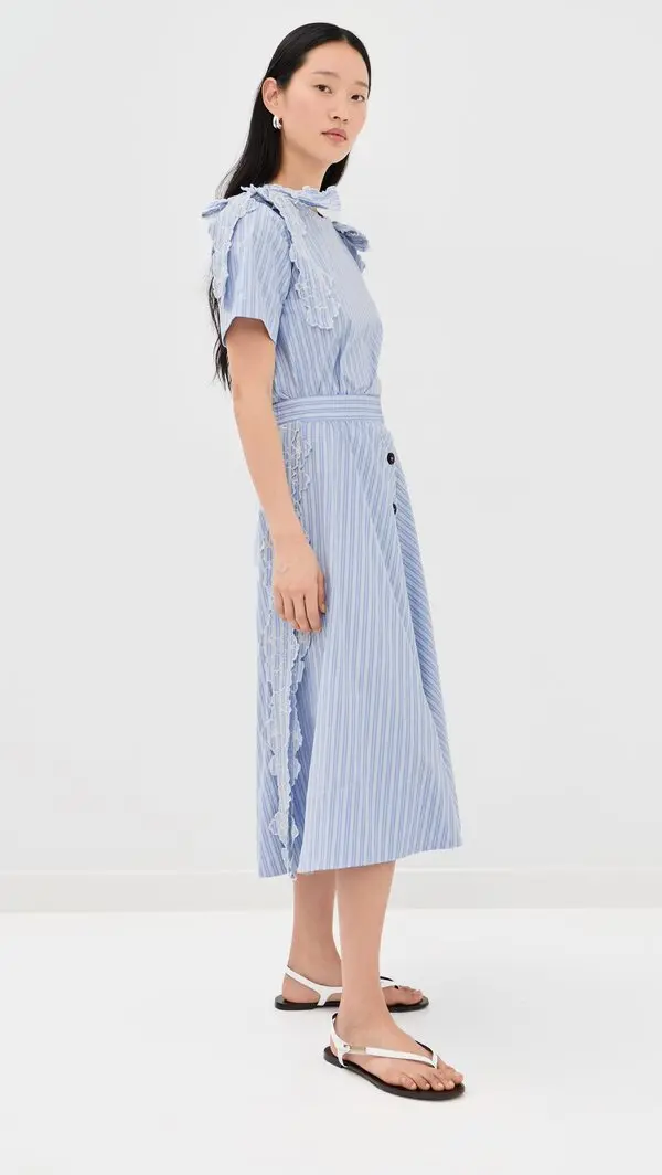 KIKA VARGAS Sheila Striped Poplin Skirt