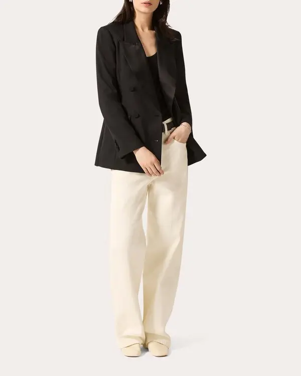 ARGENT Seasonless Wool Silk-lapel Tuxedo Blazer