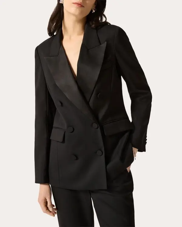 ARGENT Seasonless Wool Silk-lapel Tuxedo Blazer