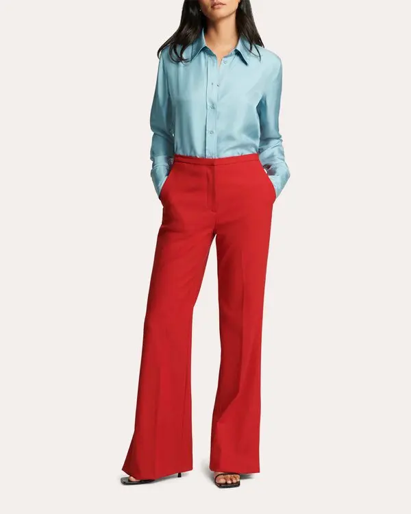 ARGENT Prince Heavy Wool Twill Creased Trousers - Red