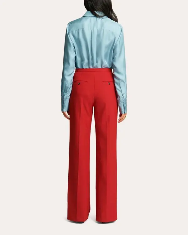 ARGENT Prince Heavy Wool Twill Creased Trousers - Red