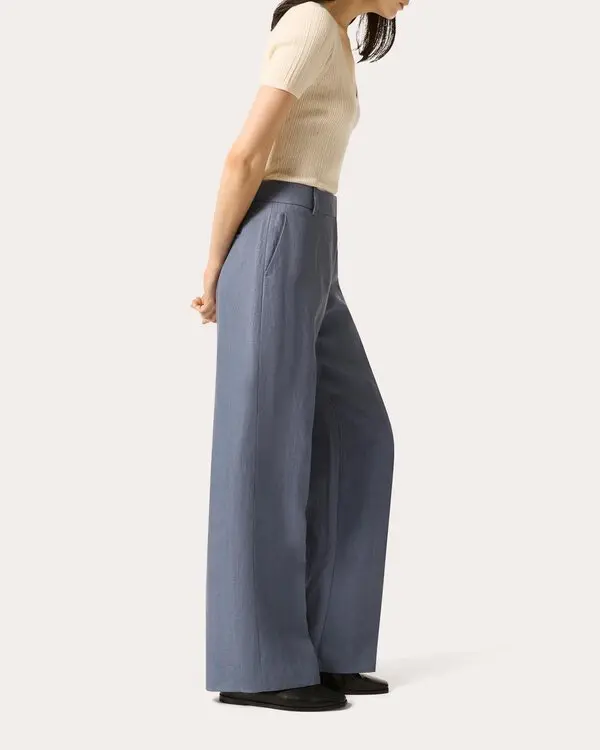 ARGENT Soho Basket Weave Linen Creased Trousers - Blue