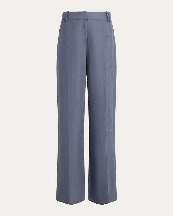 ARGENT Soho Basket Weave Linen Creased Trousers - Blue