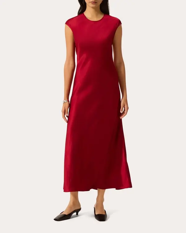 ARGENT Silk Charmeuse Bias-cut Slip Dress - Red