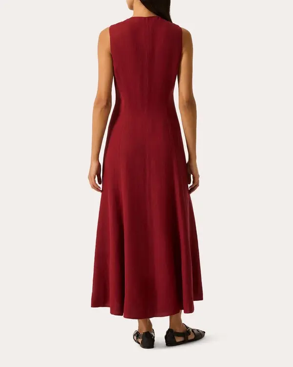 ARGENT Carroll Linen-blend Button Maxi Dress