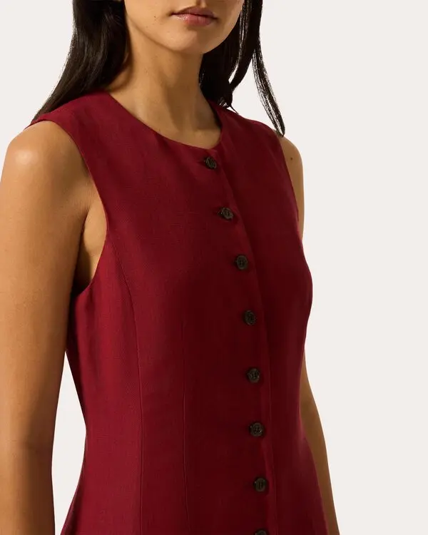 ARGENT Carroll Linen-blend Button Maxi Dress