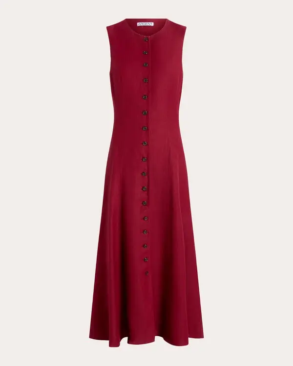 ARGENT Carroll Linen-blend Button Maxi Dress