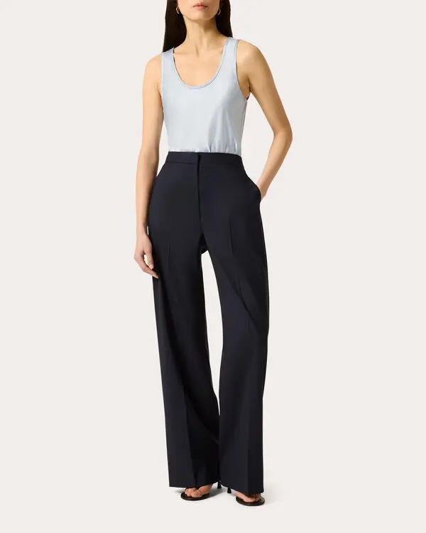 ARGENT Silk Charmeuse Scoop Neck Tank Top - Blue