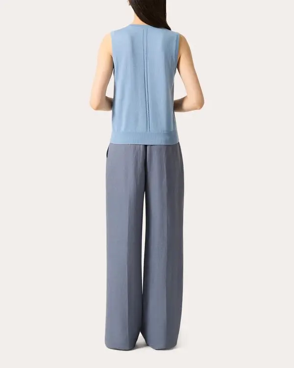 ARGENT Fine Knit Wool-silk Sleeveless Top