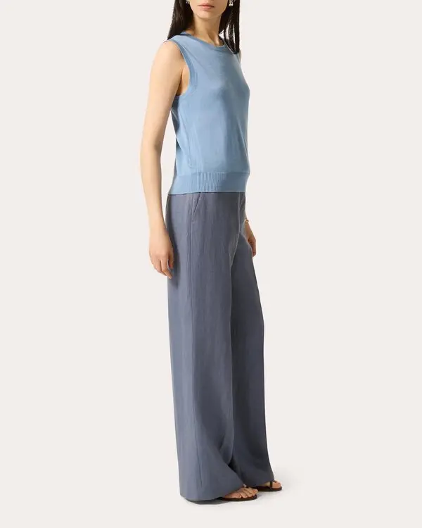 ARGENT Fine Knit Wool-silk Sleeveless Top