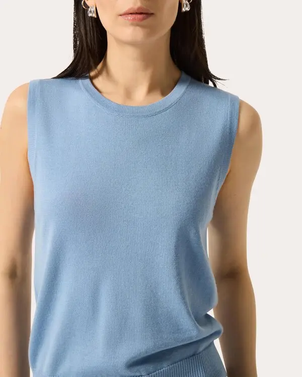 ARGENT Fine Knit Wool-silk Sleeveless Top