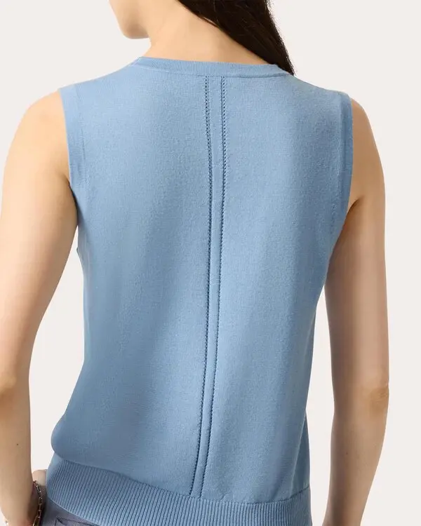 ARGENT Fine Knit Wool-silk Sleeveless Top