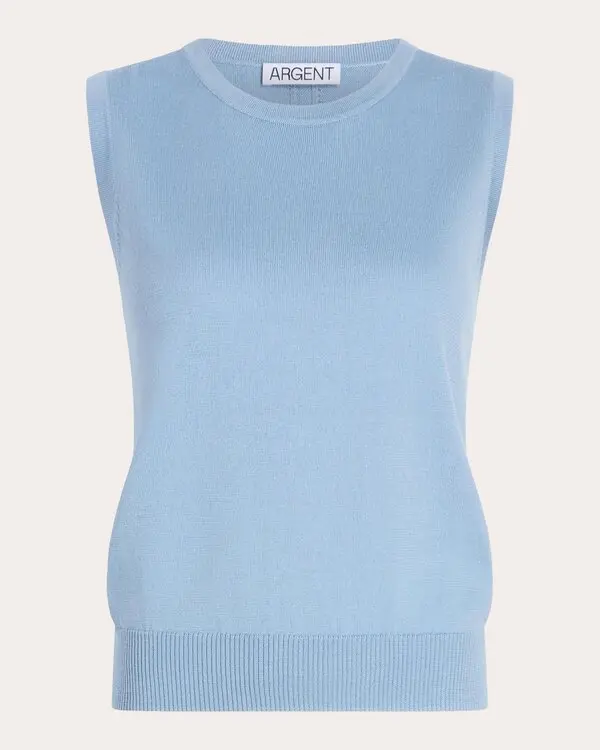 ARGENT Fine Knit Wool-silk Sleeveless Top