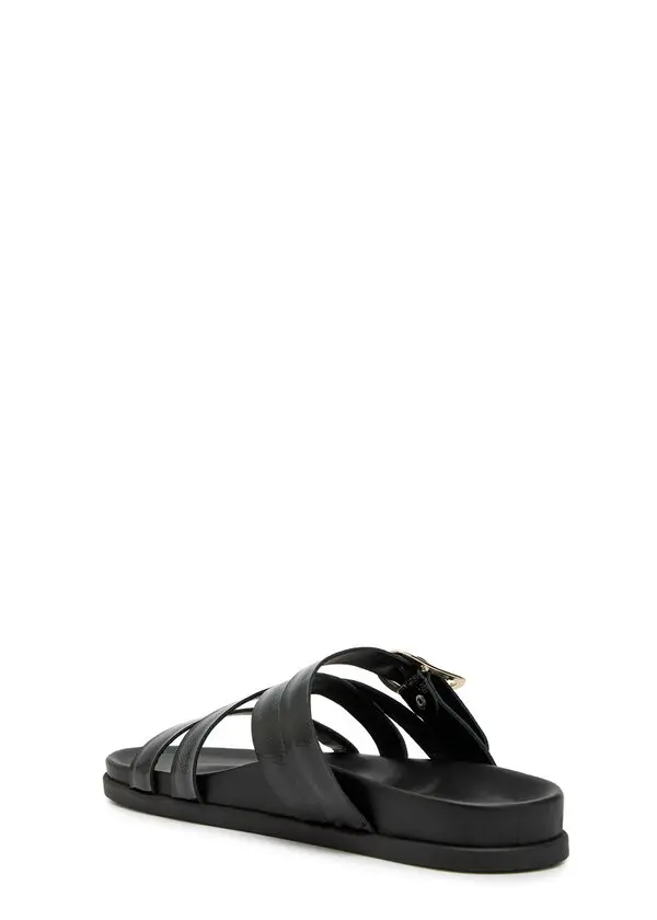 ANCIENT GREEK SANDALS Filipa Textured Patent Leather Sliders - Black
