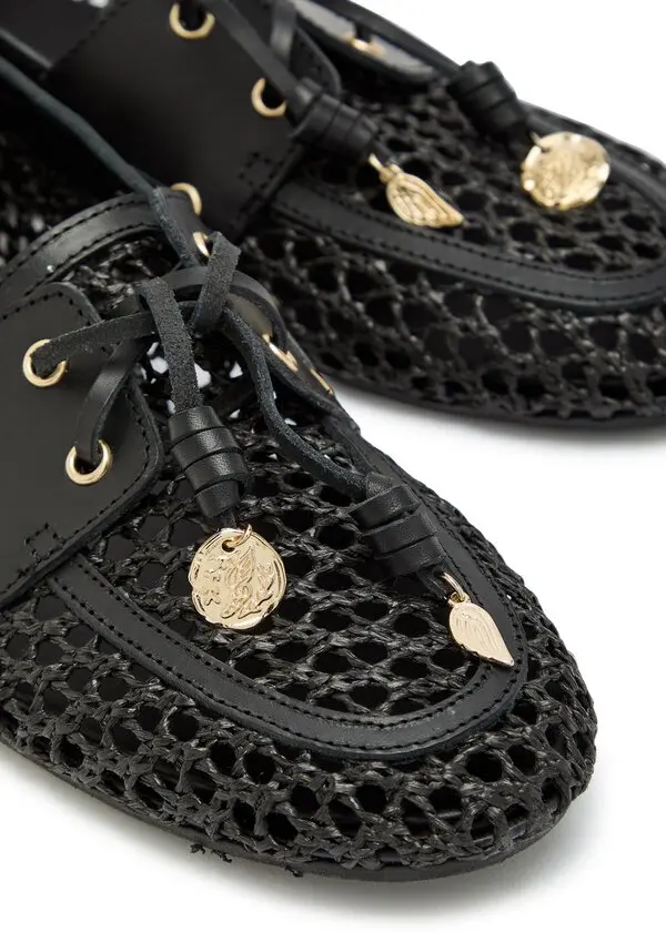 ANCIENT GREEK SANDALS Pliaria Raffia Loafers - Black